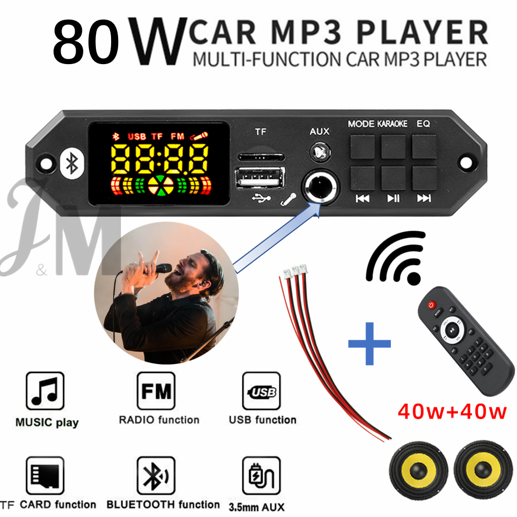 80W Mini Amplifier With Bluetooth Decoder Board Bluetooth 5.0 Car MP3 ...