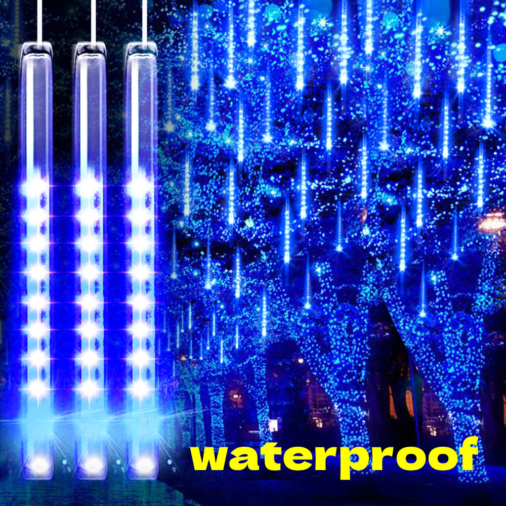 Waterproof 3.5M LED Meteor Shower Rain Lights, Falling Raindrop Fairy ...