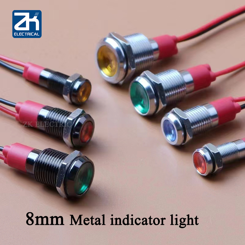 8mm Metal LED warning indicator light, IP67 waterproof signal light ...