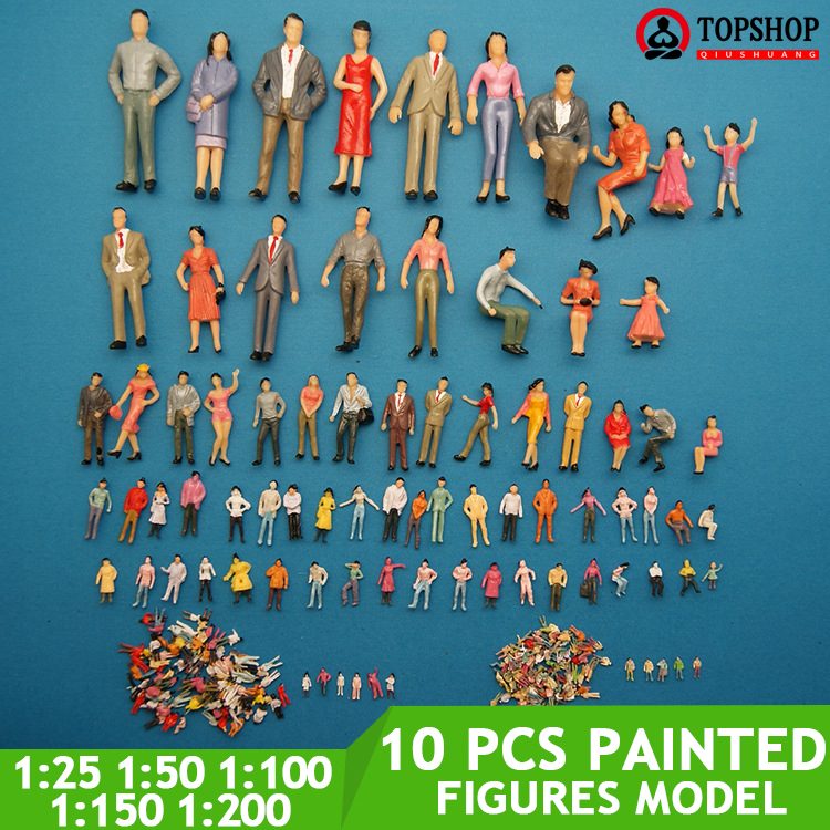 10 Pcs Painted Figures Model People for Train Scenery Scale 1:25 1:50 1 ...