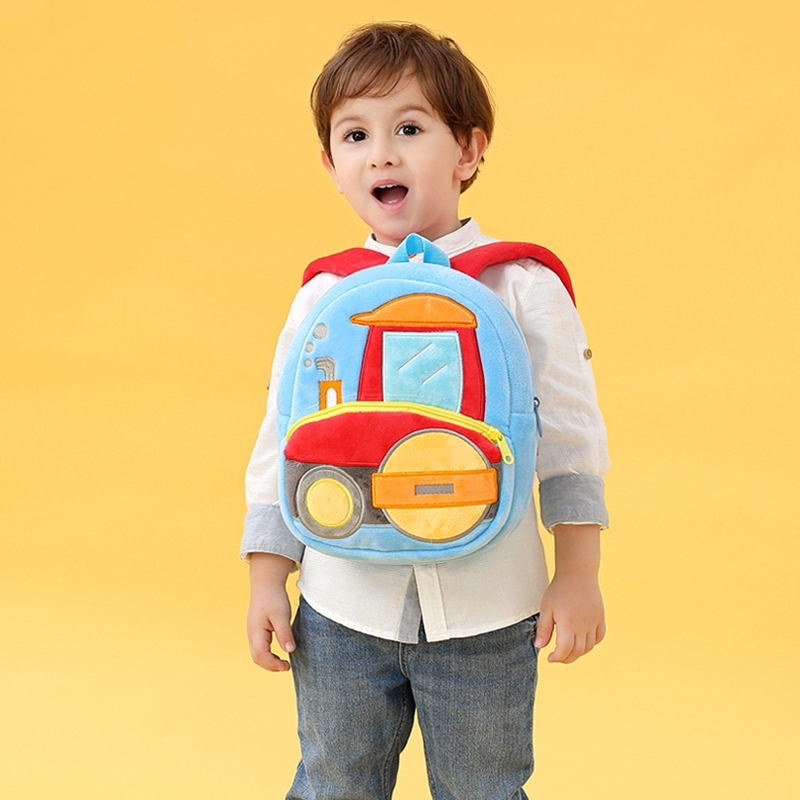 Kids bag Cute cartoon road roller plush bag School bag for kindergarten ...
