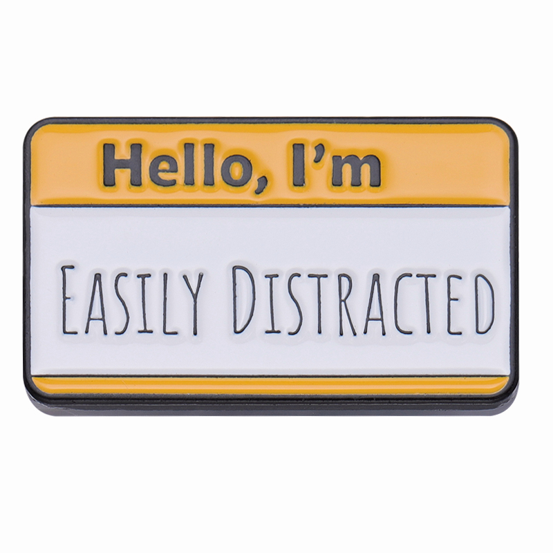 100 Styles Hello I'm Label Quotes Enamel Pins Brooches Trying Stressed ...