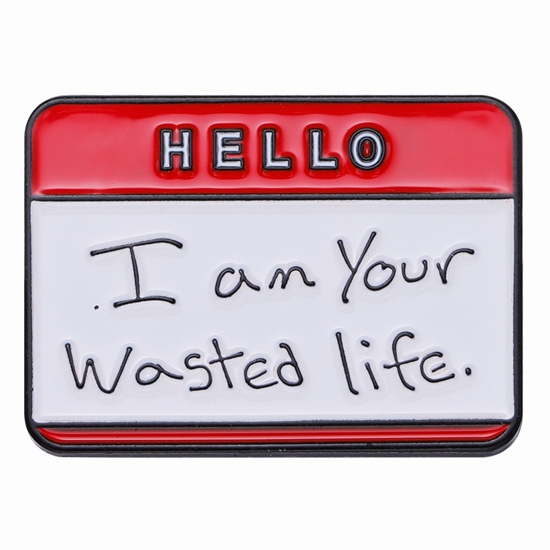 100 Styles Hello I'm Label Quotes Enamel Pins Brooches Trying Stressed ...