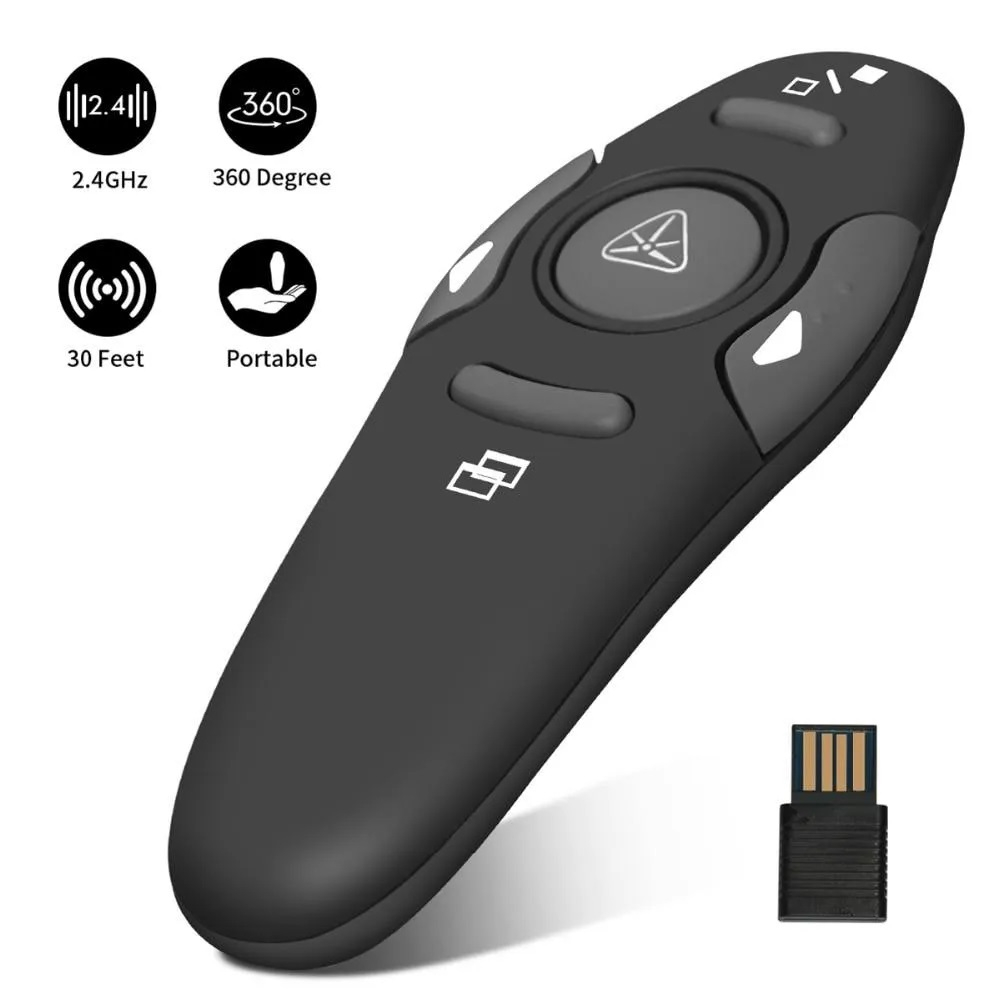 Wireless Presenter RF 2.4GHz USB Presentation PowerPoint Clicker PPT Remote Control Pointer ...
