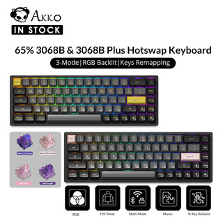 Akko 3068B/3068B Plus Black & Pink Wireless RGB Hot-swappable ...