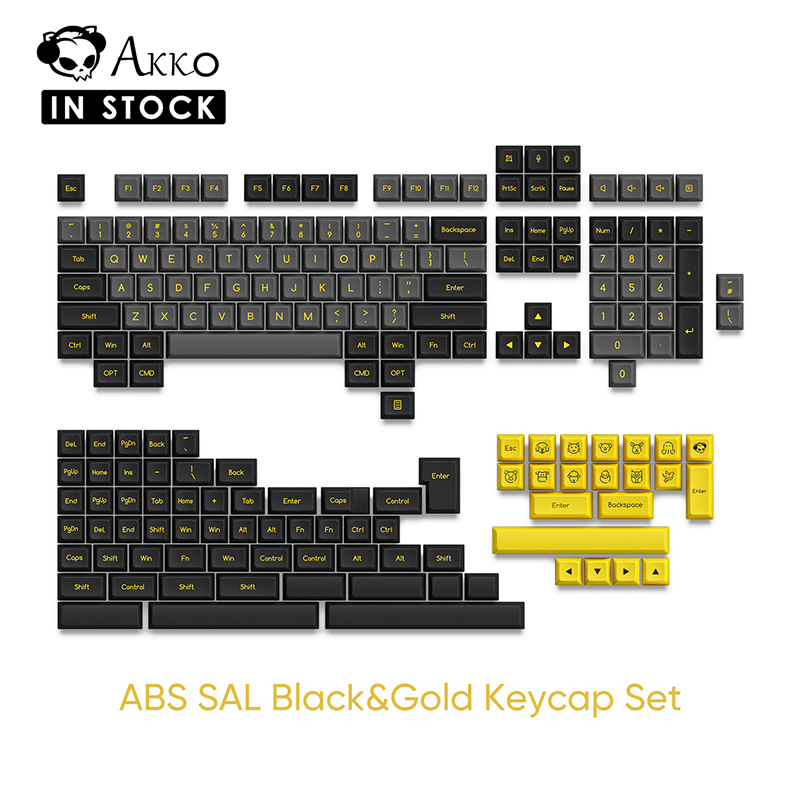 Akko Black & Gold Full Keycap Set, SAL Profile, 195-key ABS Key Caps ...