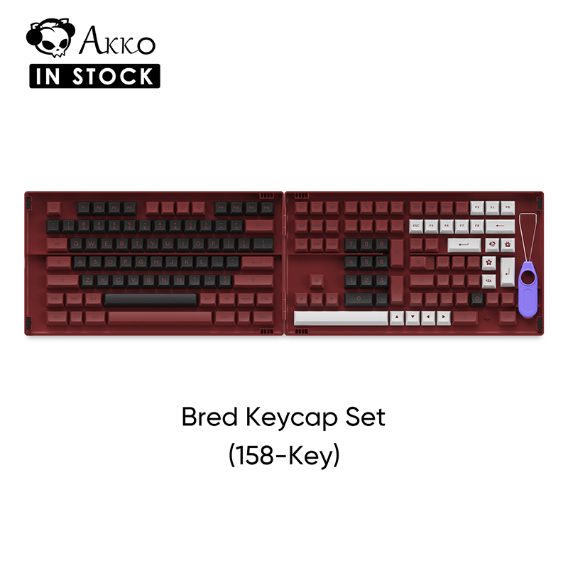 Akko Bred Full Keycap Set with 158-keys, ASA Profile, Durable PBT ...