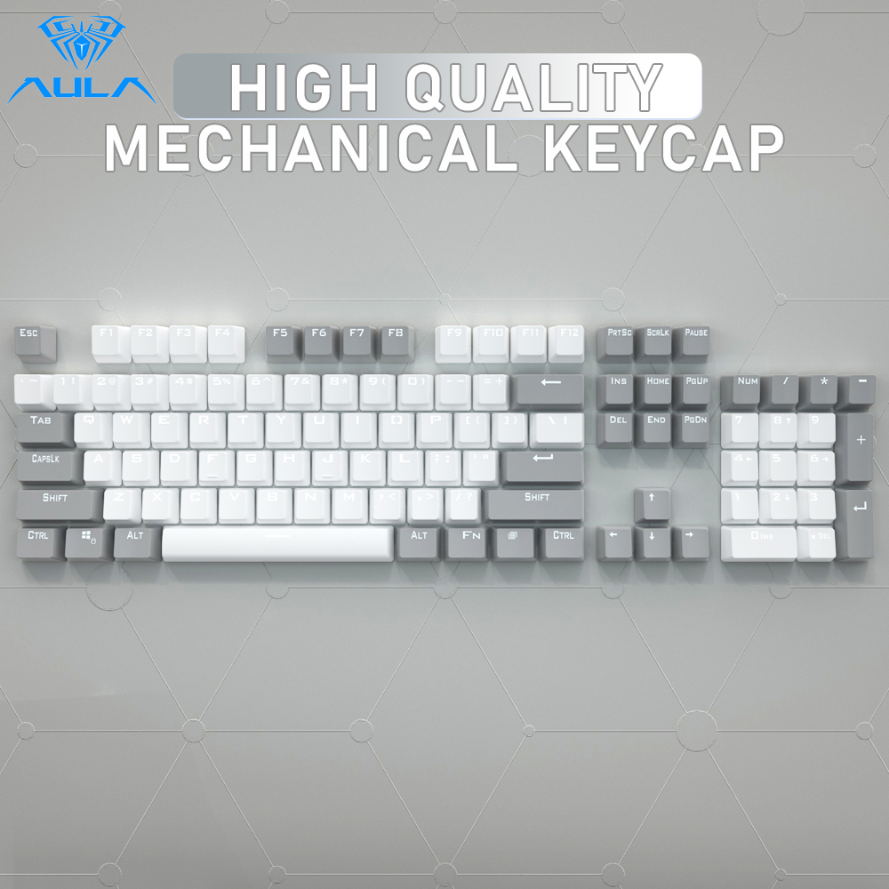 AULA ABS Mechanical Two-color Keycap 106 Keys Grey + White High Qualty ...