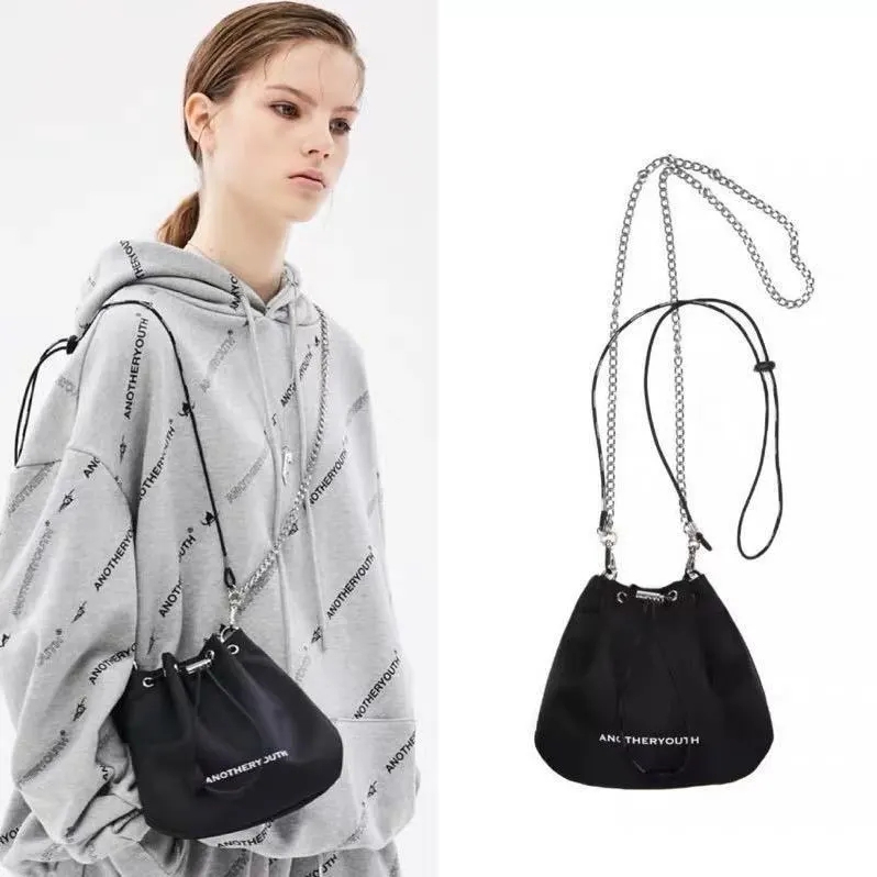 Street chain drawstring bag men and women nylon small sling bag bp274 ...