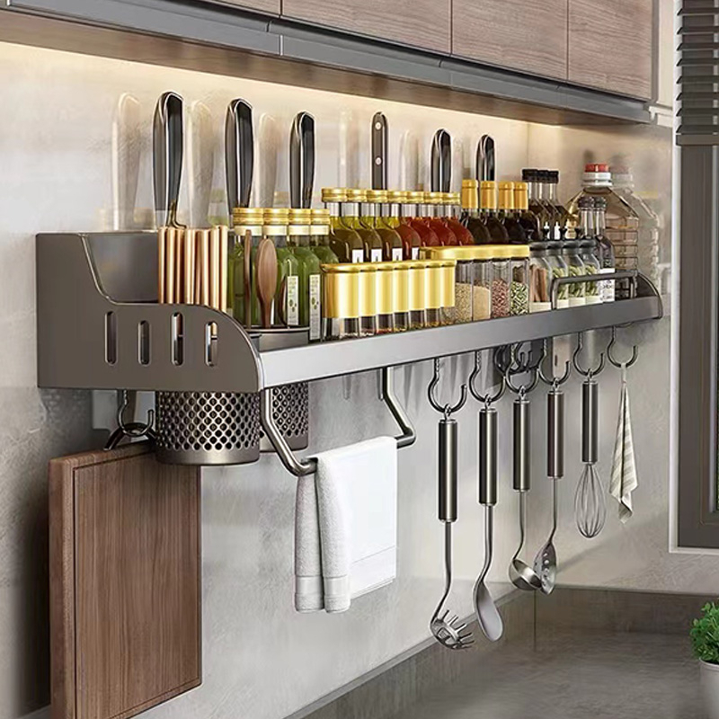 Wall Mounted Condiments Rack Multi-purpose Hanging Spice Rack Kitchen ...