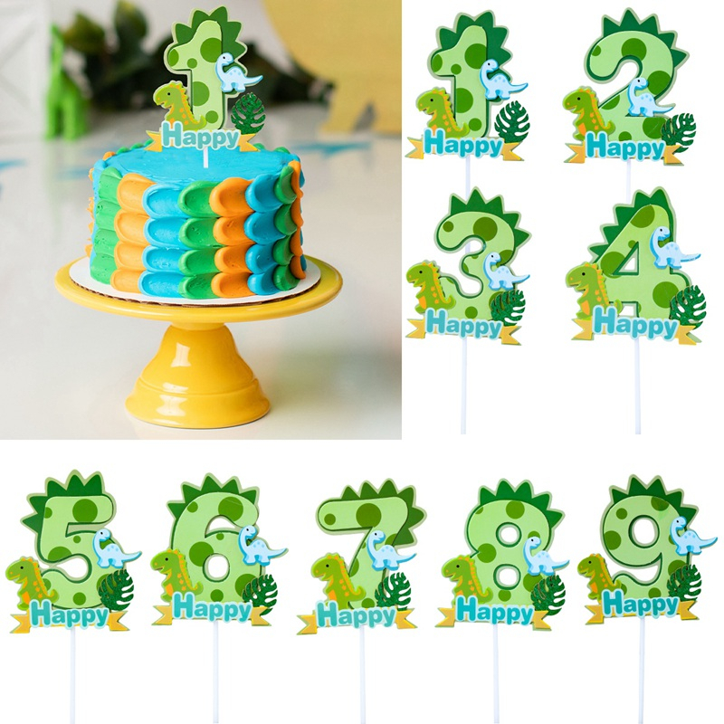 Cute Dinosaur Creative Number Cake Topper Dinasour Birthday Theme ...