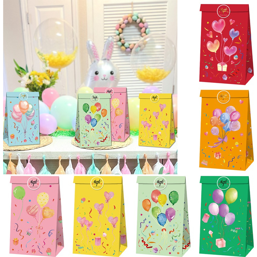 Balloon Candy Bags Party Needs Rainbow Color Paper Bag For Gift Kraft ...