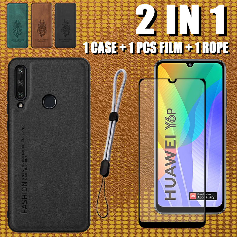Leather Case 2 IN 1 For Huawei Y6P with Ceramic Screen Protector and ...
