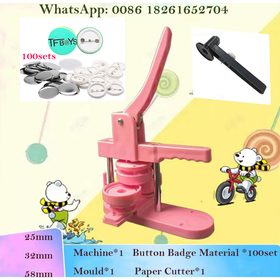 Slide 25mm 32mm 58mm Button Badge Making Machine kit Round shape button ...