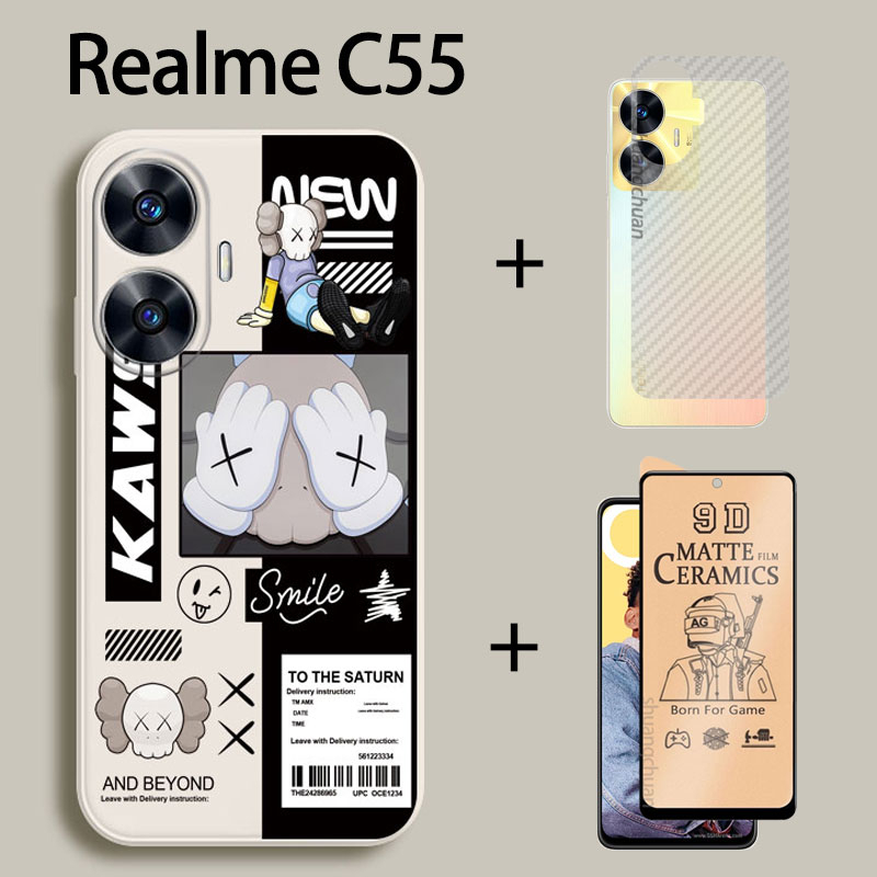 3in1 For Realme C55 phone case Ceramic film +Back film +Trendy Brand ...