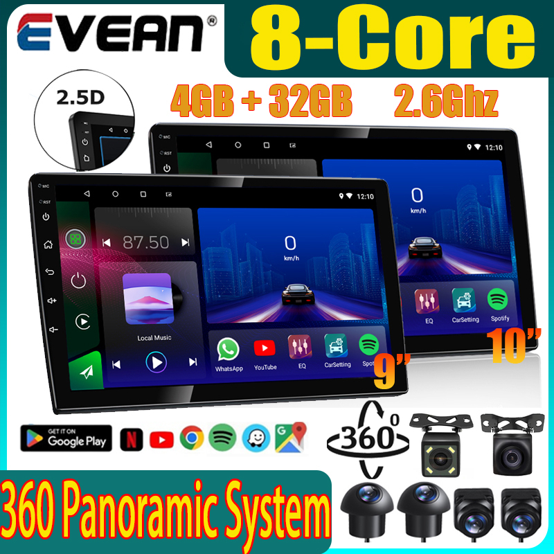 8-Core Android Player [360camera /4+32GB] 9"/10 inch Android Car Stereo ...