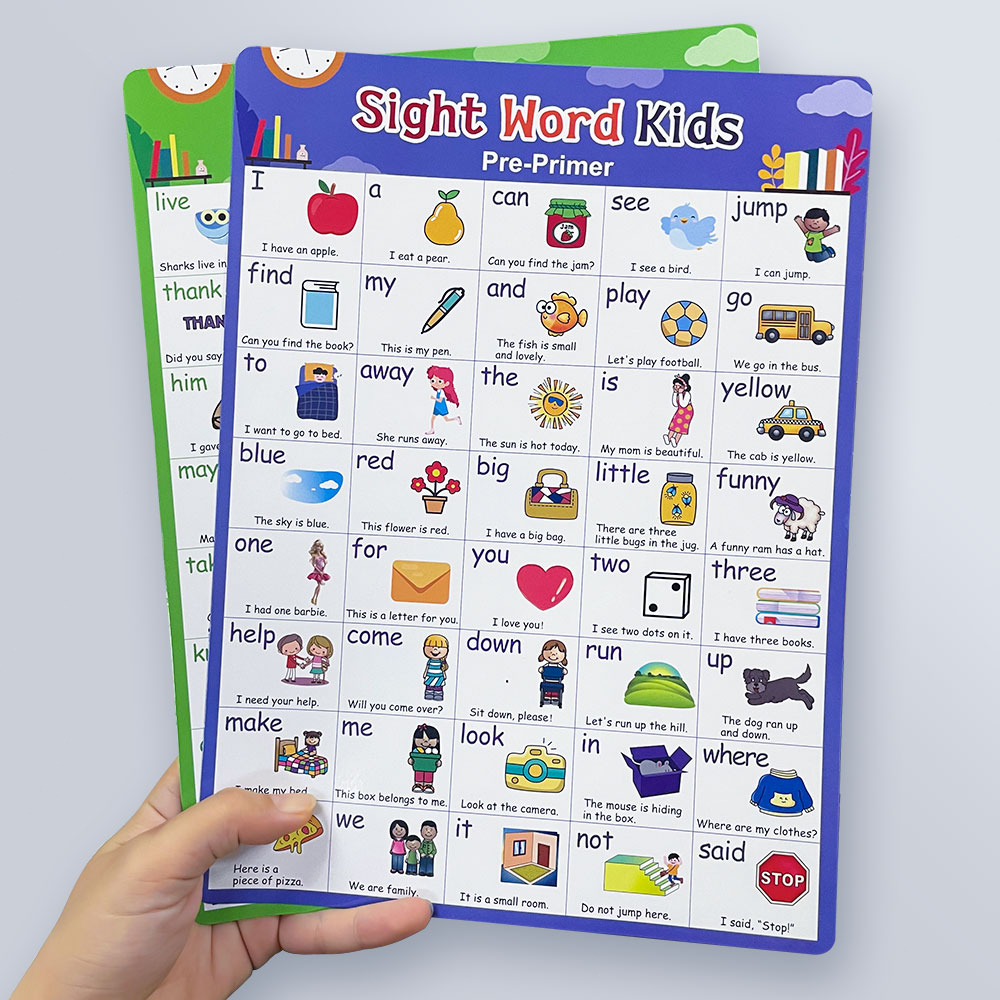 5 PCS/set 220 Sight Words Posters Kids Learning English Words ...