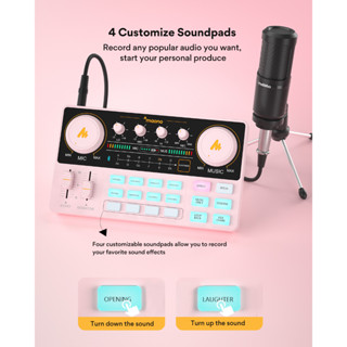 Maono AU-AM200-S1 Sound Card Professional Audio Interface Mixer with 3 ...