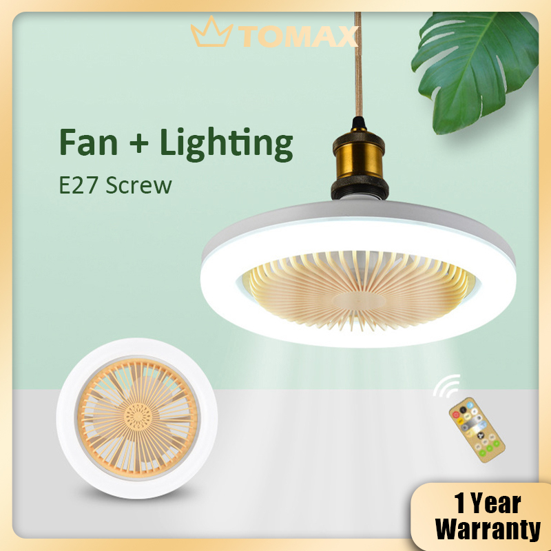 TOMAX 25CM E27 Screw LED Ceiling Fan With Light Kitchen Bathroom Toilet ...