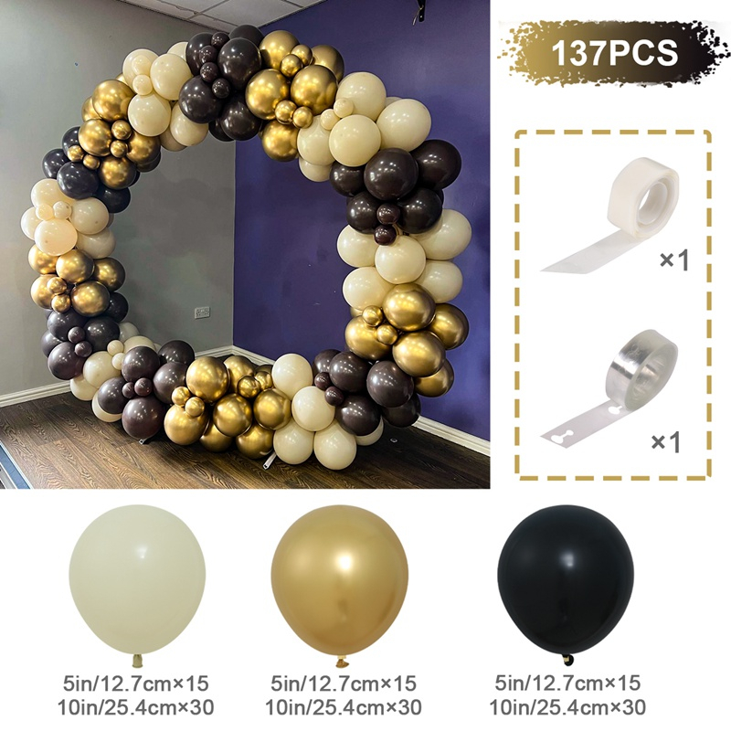 Vintage Black Gold Metallic Balloon Garland Arch Kit Birthday ...
