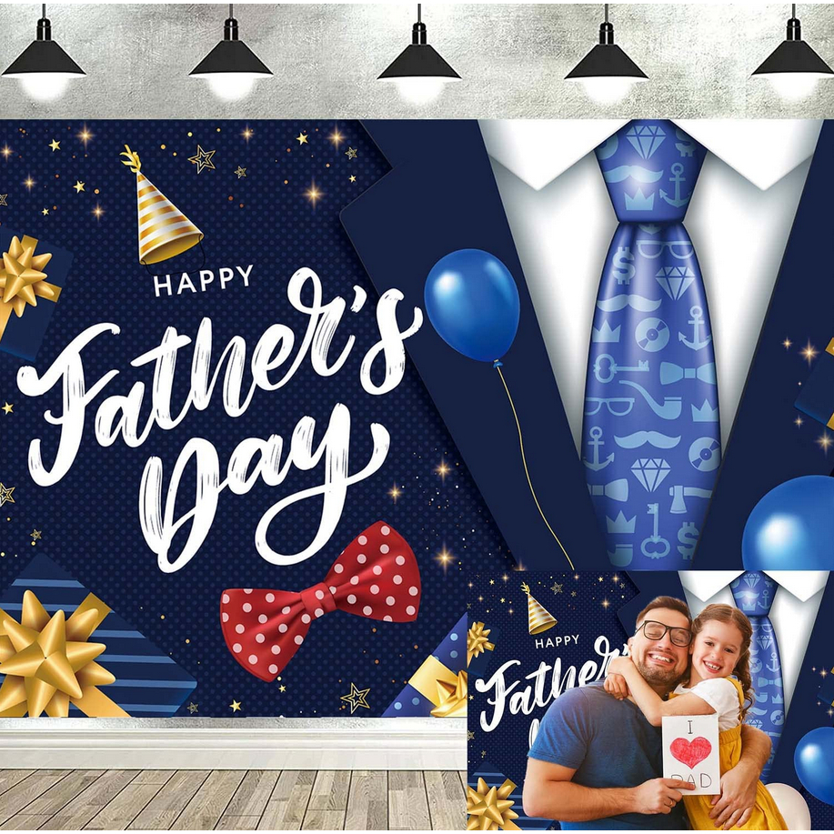 Happy Father's Day Photography Backdrop I Iove Dad Black Gold Fathers ...