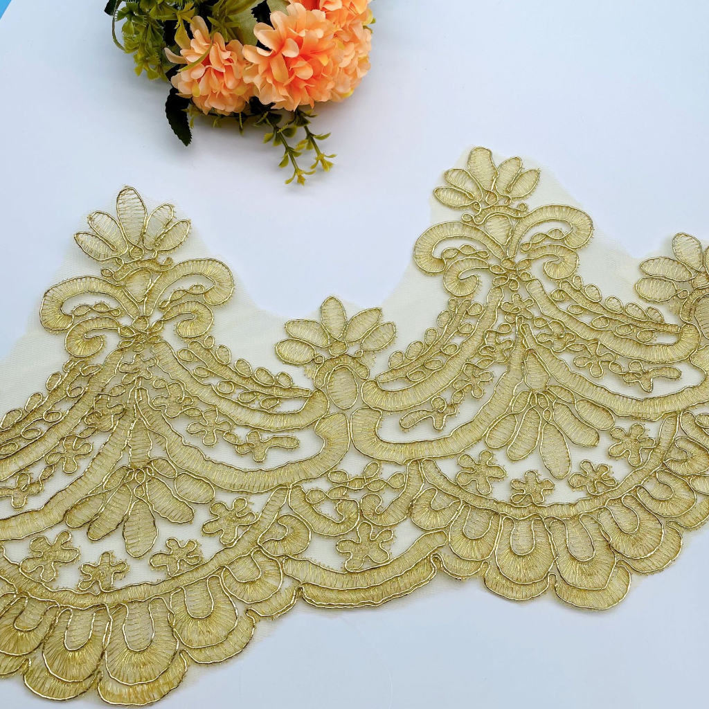 1 Meter gold color Premium Designer Border Lace for Wedding Dress ...
