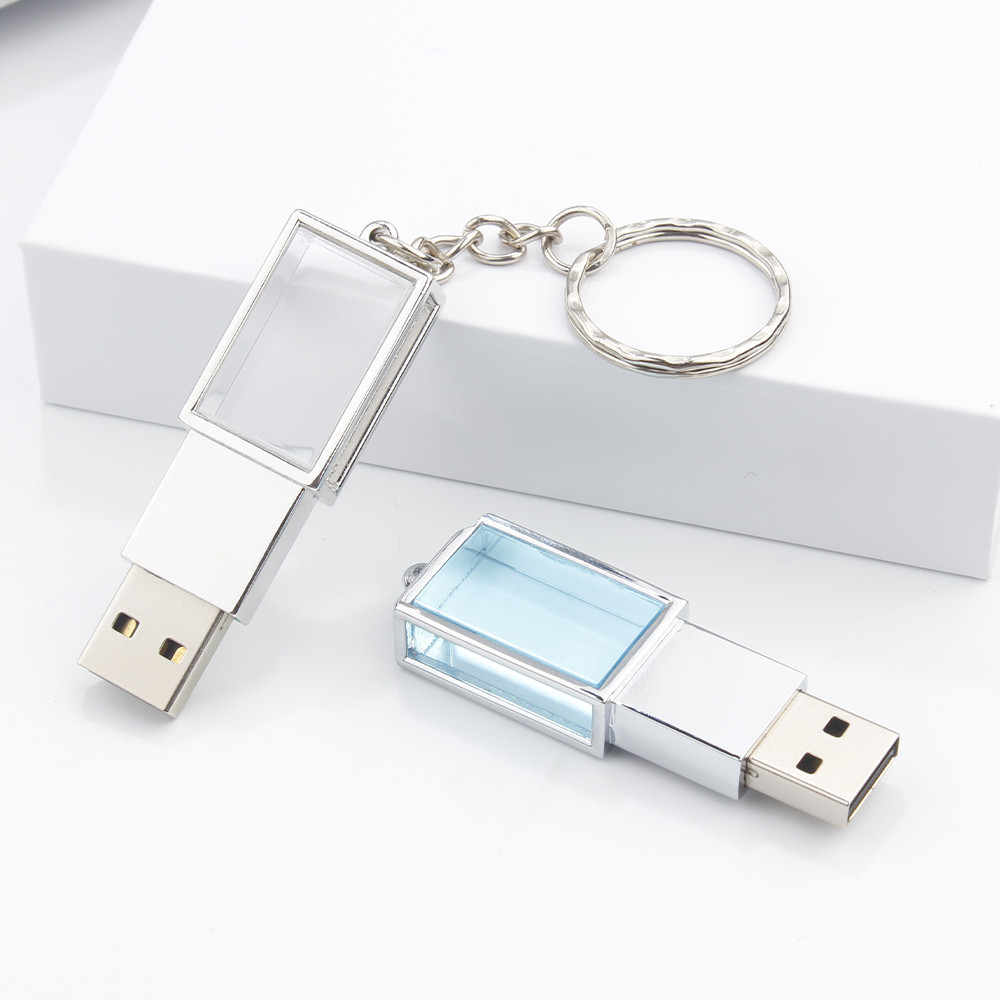 Logo Pen Drive With Key Chain USB Flash Drives White LED Memory Stick ...