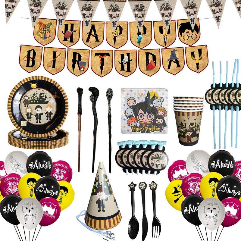 Harry Potter Birthday Party Theme Disposable Tableware Paper Plate Cups ...