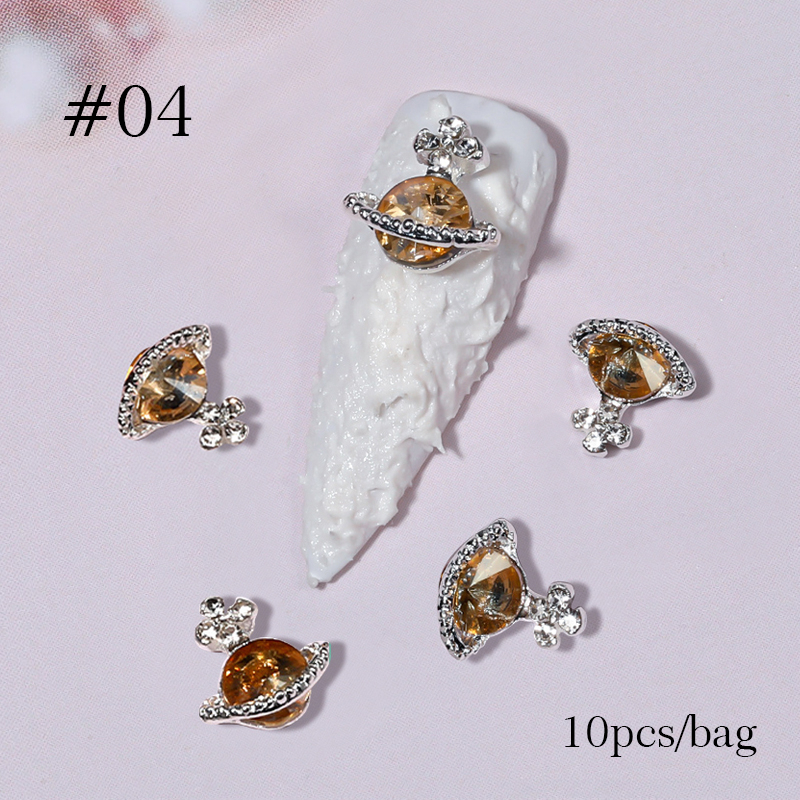 10pcs Saturn Planet Nail Charms Flower Star Rivets Gems Jewelry Round ...