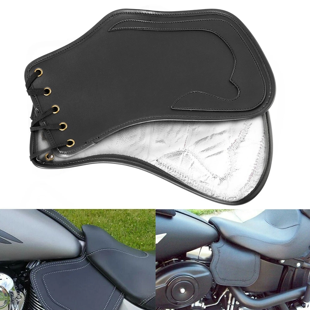 Motorcycle Front PU Leather Heat Saddle Shield Deflectors Black For ...