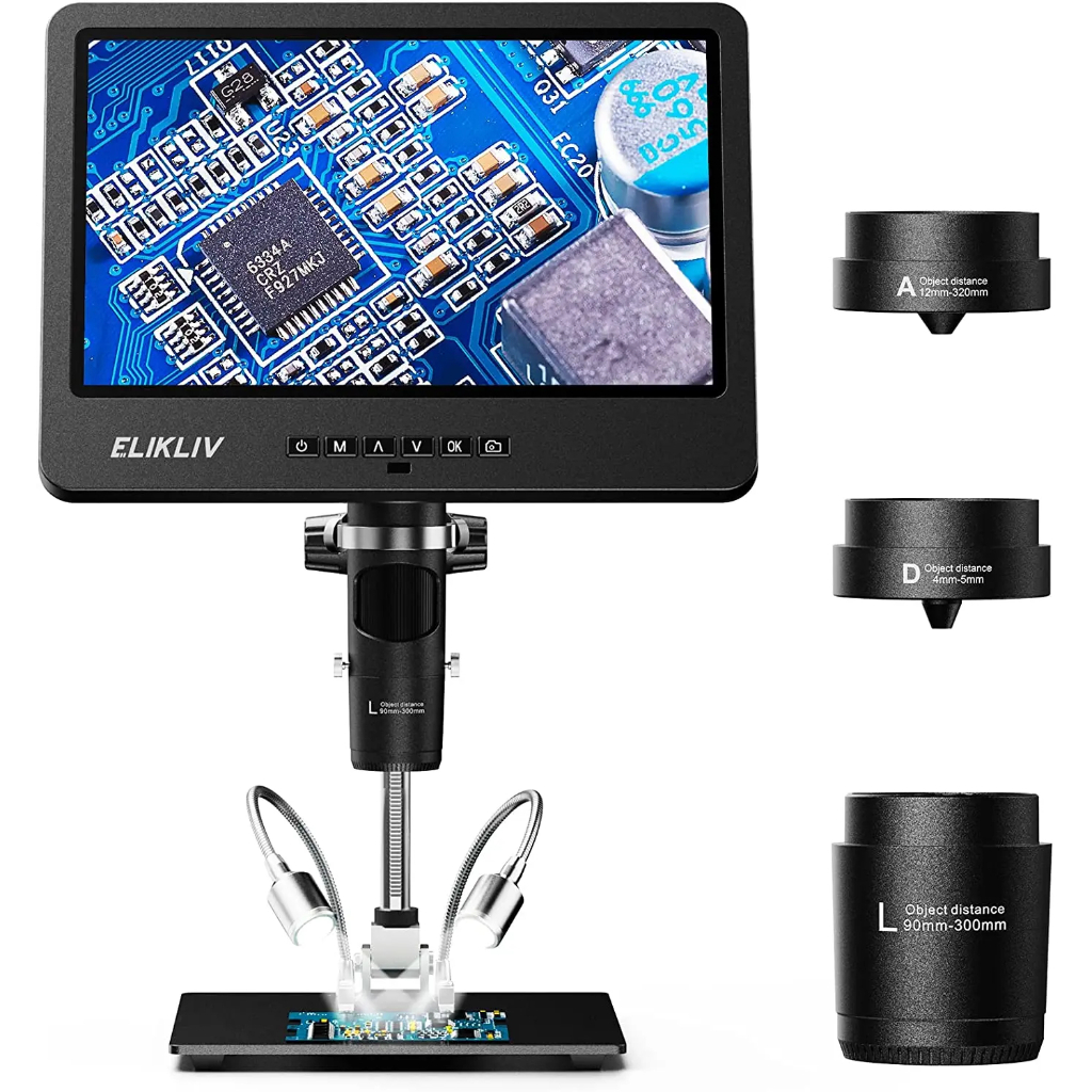TOMLOV DM602 HDMI Digital Microscope with 3 Lens, 10.1" Soldering ...
