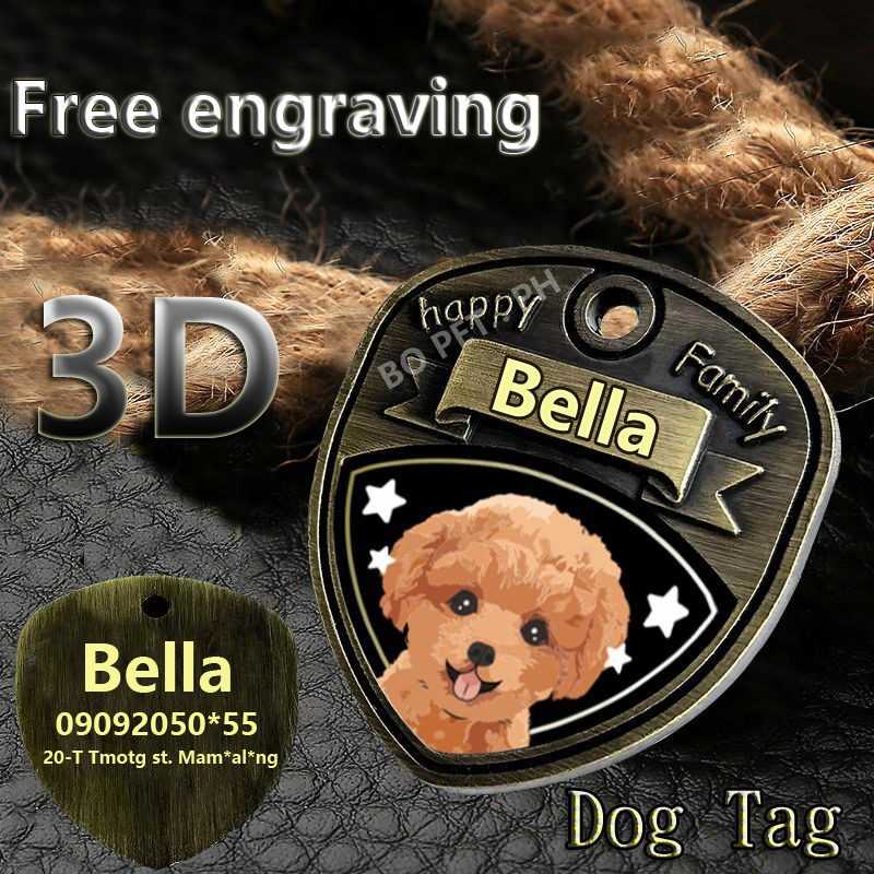 Personalized Pet ID Tags Copper Customized Name Dog Tag Poodle Labrador ...