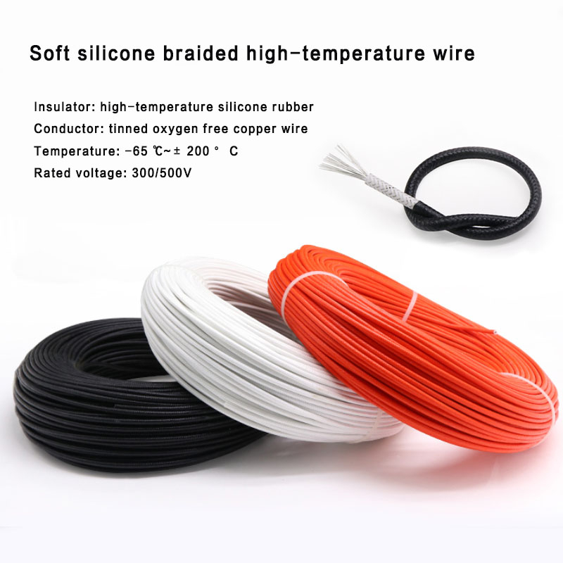 Soft Silicone Braided High Temperature Wire 0.3/0.5/0.75/1/1.5/2 Square ...