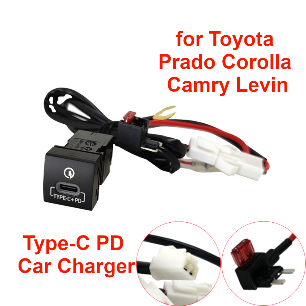 Fast Car Charger TYPE-C PD USB Quick Interface Socket for Toyota Prado ...