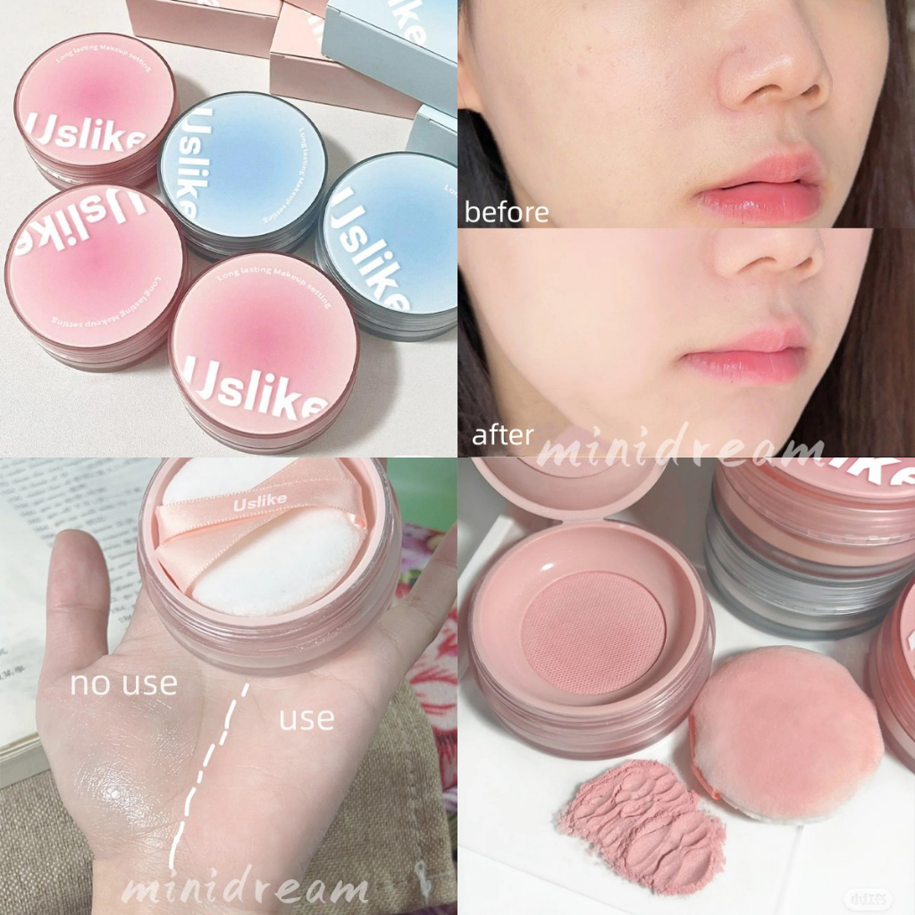 COD USLIKE Loose Powder Lightweight Oil Control Powder Soft Matte Pink ...