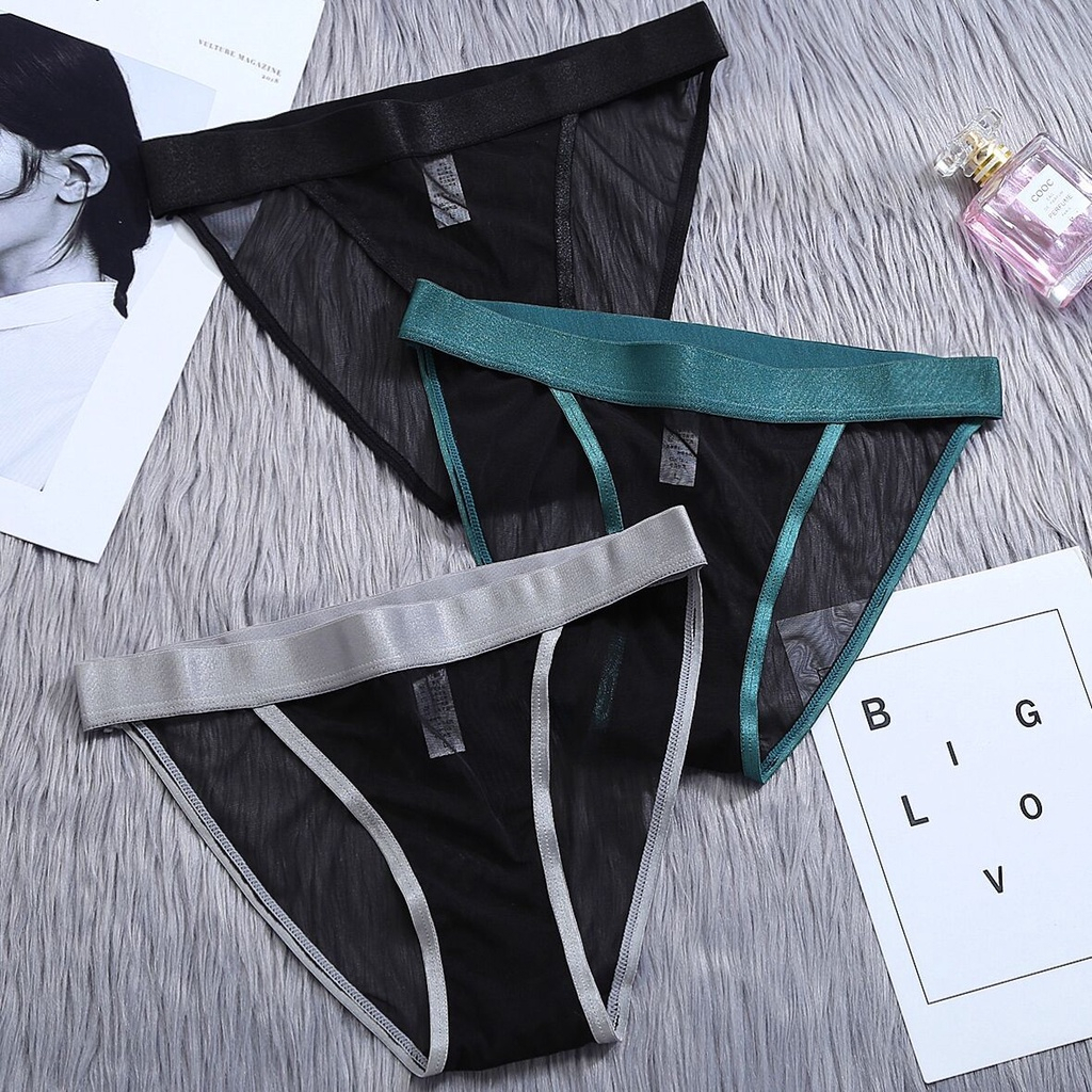3 PCS Sexy Panties for Women Mesh Underwear Low Waist Panty Elastic ...