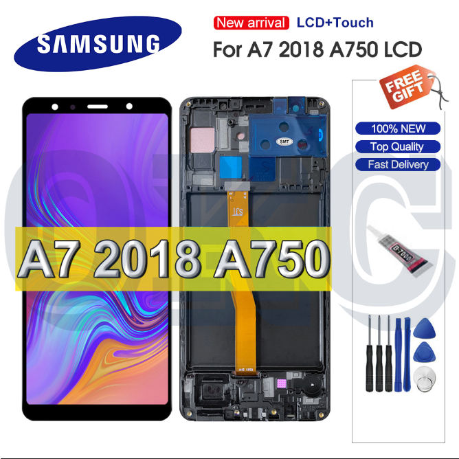 For Samsung Galaxy A7 2018 A750 A750F LCD with Frame Display Touch Screen Digitizer Full Set ...