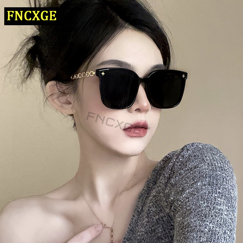 FNCXGE NEW Trend Large Frame Women's Sunglasses UV400 Designer Personality Design Double Ring ...