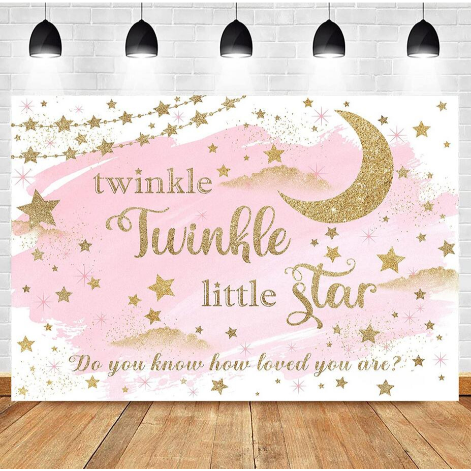 7x5ft Twinkle Twinkle Little Star Photography Backdrop Girl Golden and ...