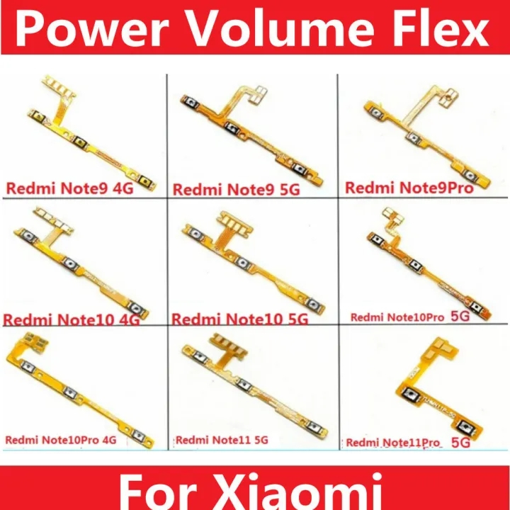 For Xiaomi Redmi Note 9 9s 10 11 11s 11T 12 Pro 4G 5G Switch Power on off Volume button key Flex ...