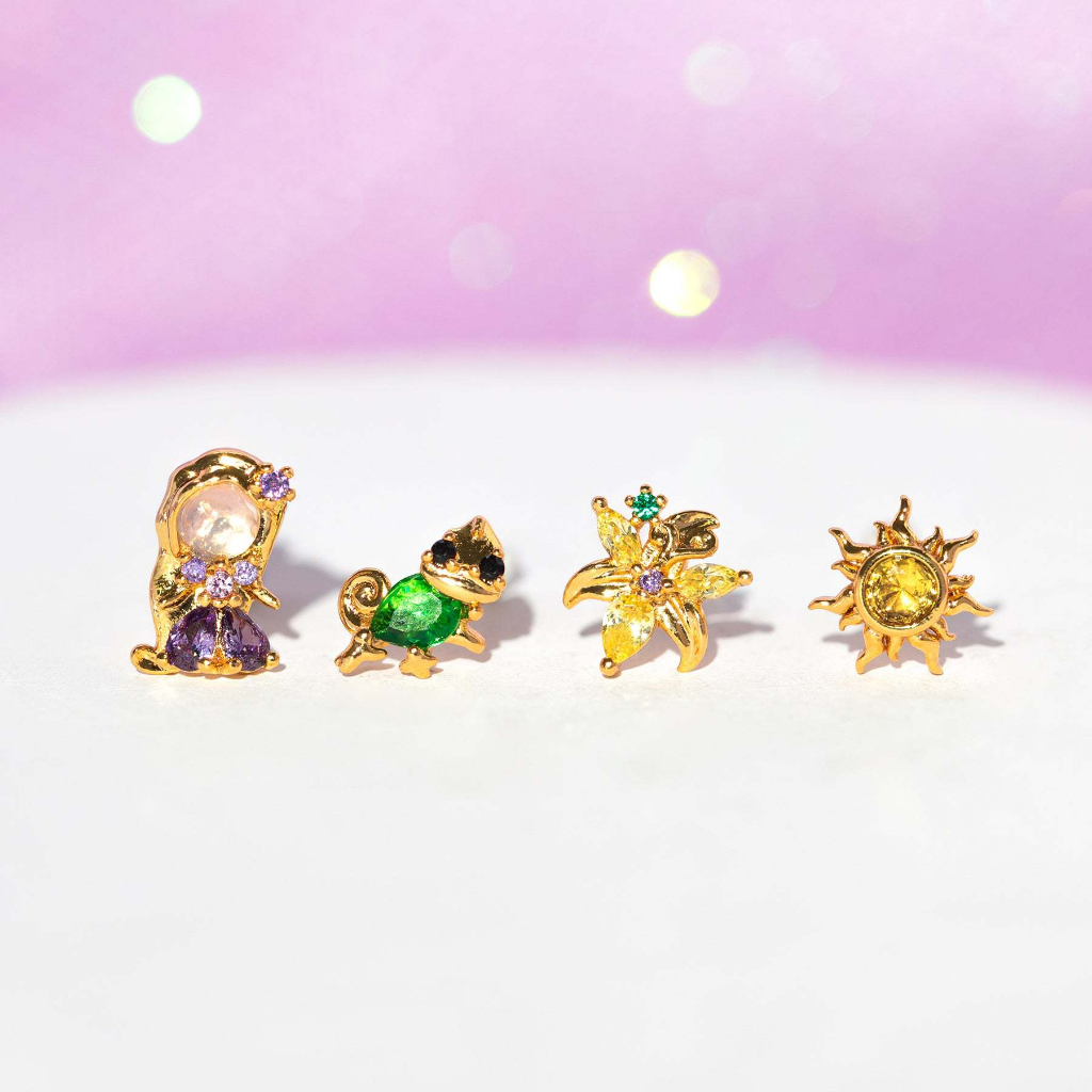 4Pcs Earring Set S925 Silver Piercing Earrings Cartoon Princess Style ...