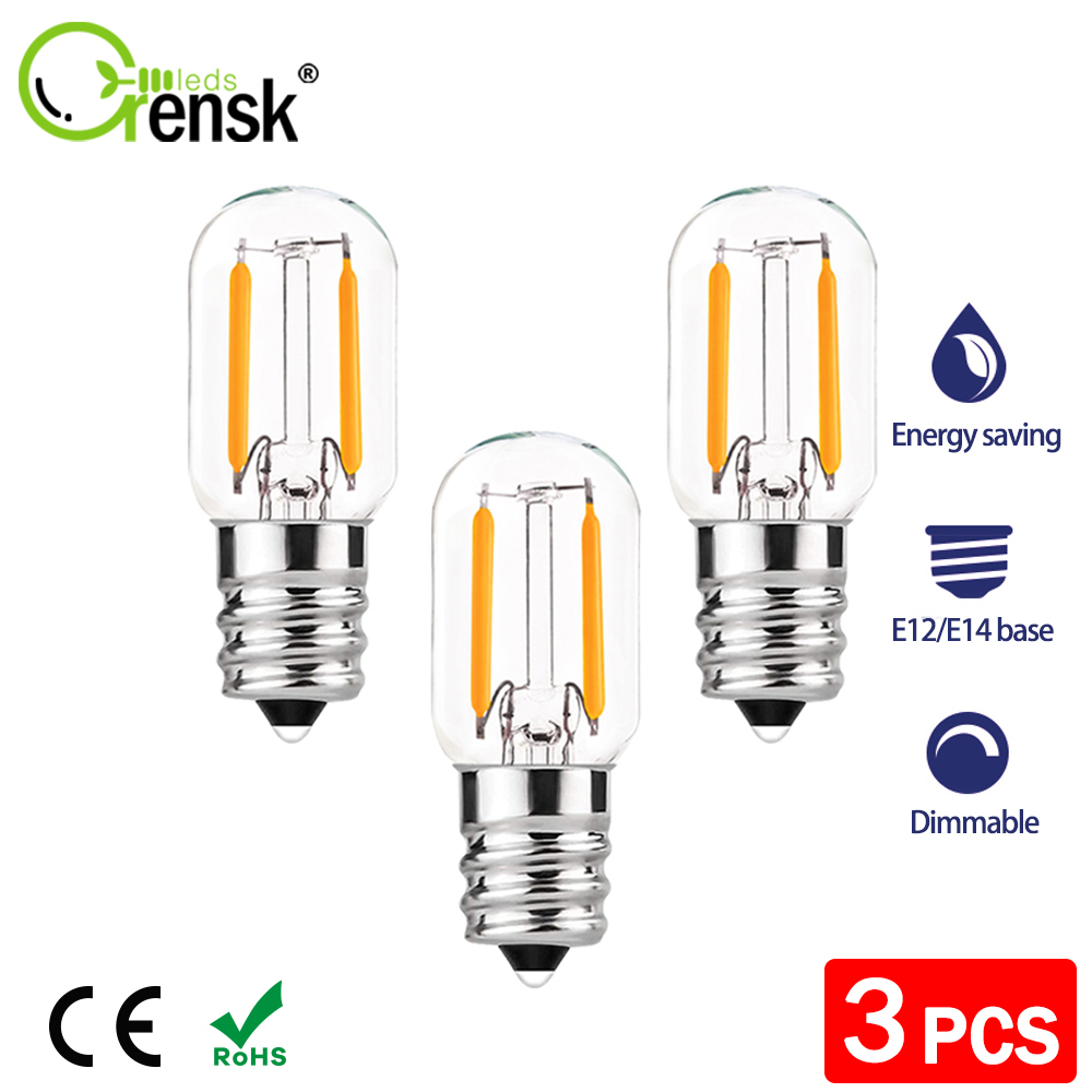3pcs E12 E14 LED Light Bulb T22 1W Mini Tubular LED Edison Bulb Retro ...