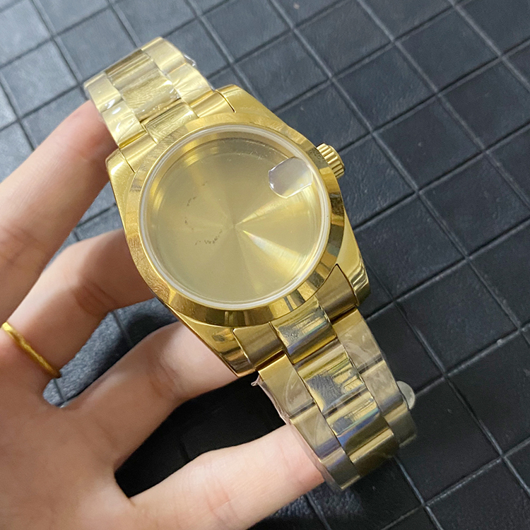36MM PVD Gold Watch Case Dog-tooth Bezel Sapphire Glass Replacement ...