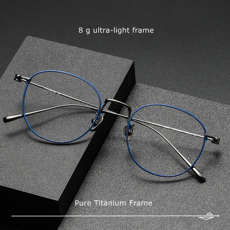 Japanese Style 7g Ultra-Light Pure Titanium Glasses Frame Two-Color Electroplating Minimalist ...
