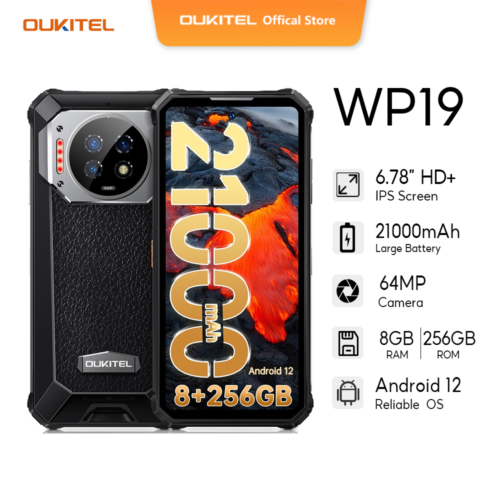 OUKITEL Wp19（21000mah 8gb 256gb Rugged Cellphone 6.78" Fhd+ 90hz Android 12 64mp + 20mp Night ...