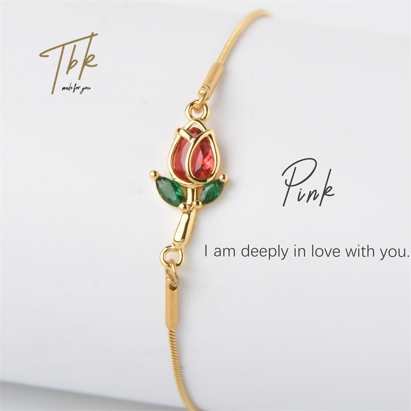 TBK Tulip Bracelet 18K Gold Fashion Bracelet and Anklet Accessories for ...