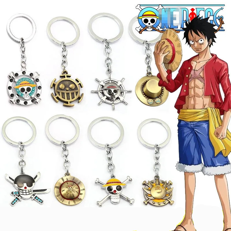 Anime One Piece series Keychain Luffy Skull Metal Pendant Keyring Men ...