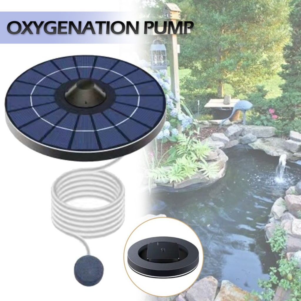 Solar Pond Aerator Oxygen Pump with Air Hose Bubble Stone Floating ...