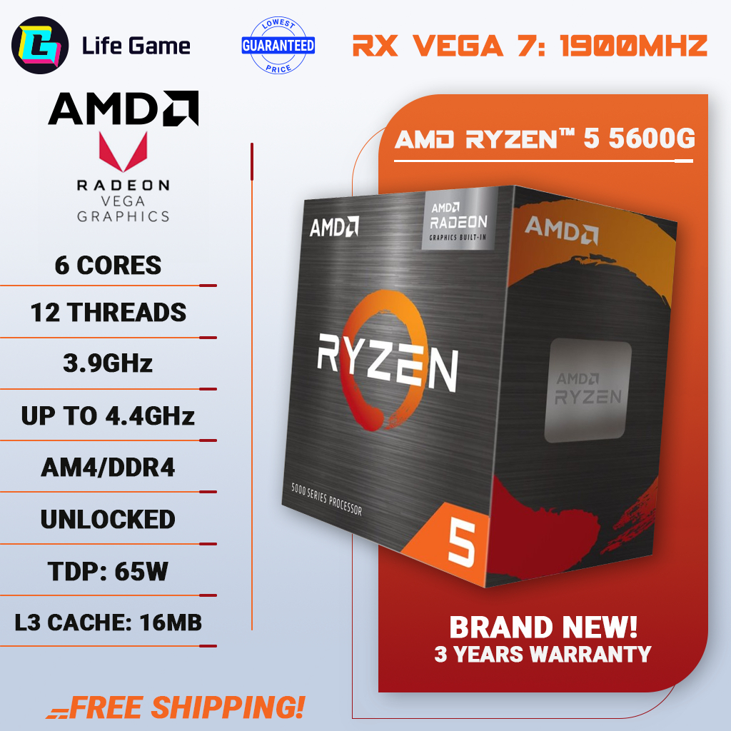 AMD Ryzen 5 5600G (Brand New) 6 Cores - 12 Threads 3.9GHz up to 4.4Ghz ...