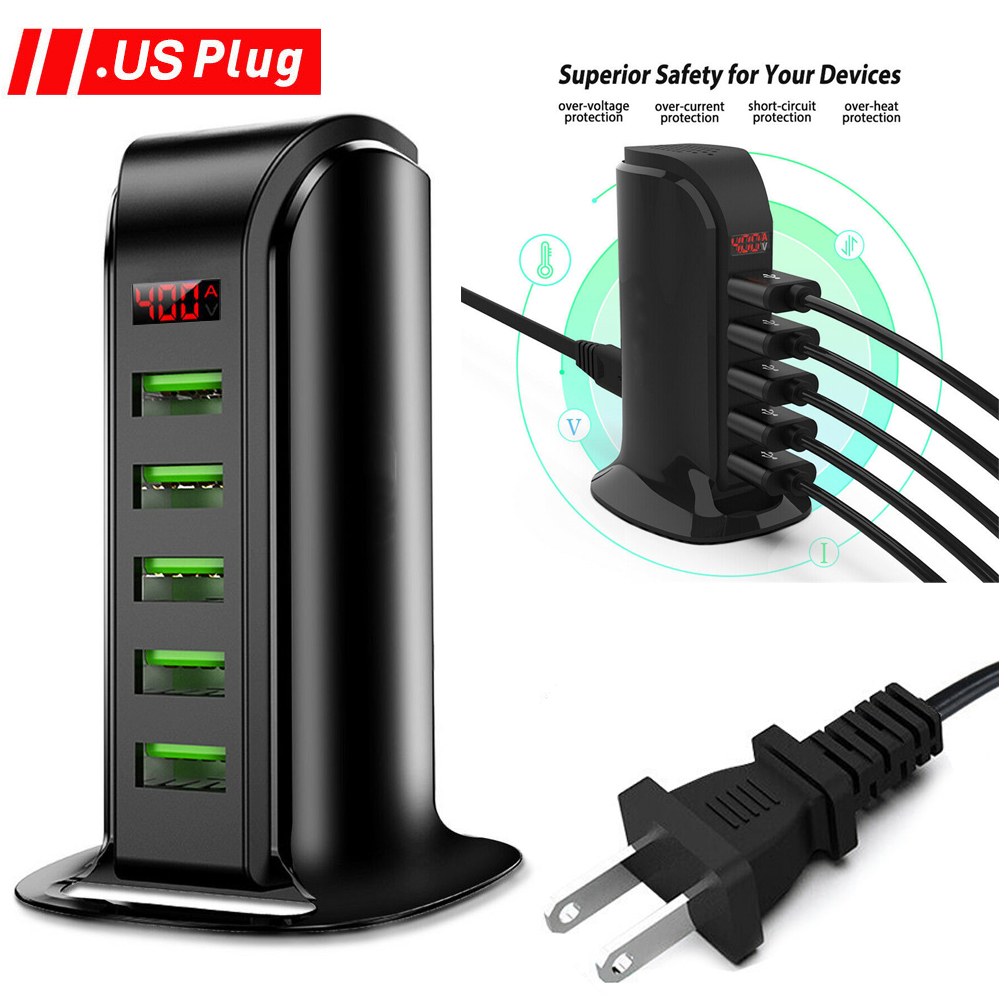 5 Port Multi Usb Charging Station Hub Dock Phone Wall Charger Home ...
